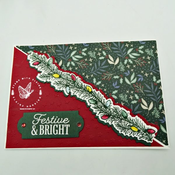 Triangular fold card with Festive and Bright - Stamp with Elaine