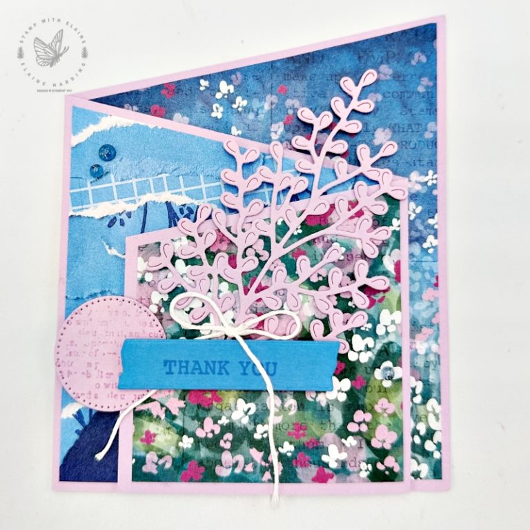 Diagonal trifold with Masterfully Made DSP - Stamp with Elaine