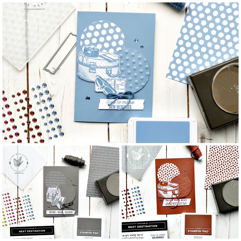 Three cool Monotone cards with Next Destination - Stamp with Elaine