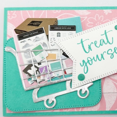 Mini slim slider card - Attention Shoppers - Stamp with Elaine