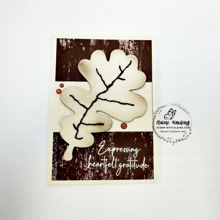 Sewn leaf card - Gathering Moments - Stamp with Elaine
